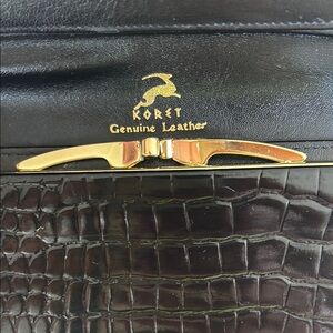 Koret | Bags | Koret Black Crocodileembossed Wallet With Gold Accent ...
